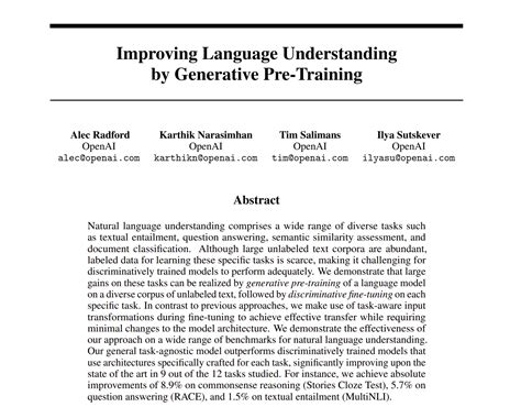 [논문 리뷰]improving Language Understanding By Generative Pre Training Gpt