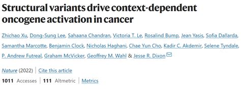 Nature 系统发现基因组结构变化如何激活癌基因 知乎