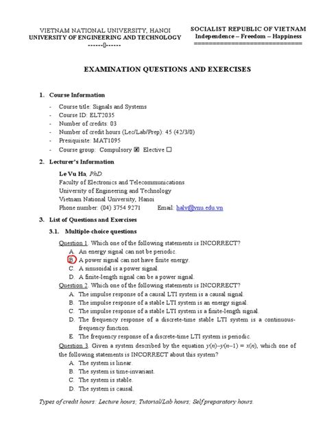 Pdf Signals And Systems Problem Set Dokumentips