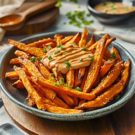 Delicious Crispy Sweet Potato Fries With Spicy Mayo Recipe