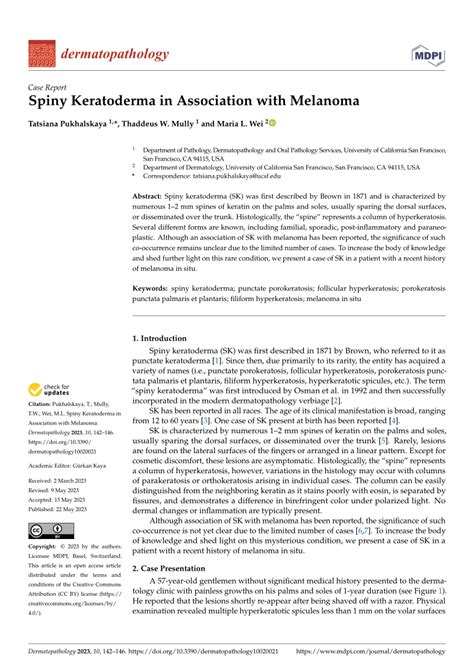 Pdf Spiny Keratoderma In Association With Melanoma