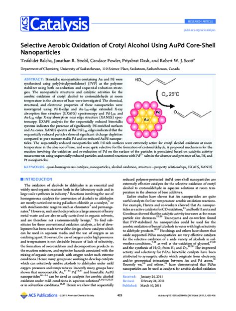 Pdf Selective Aerobic Oxidation Of Crotyl Alcohol Using Aupd Core Shell Nanoparticles