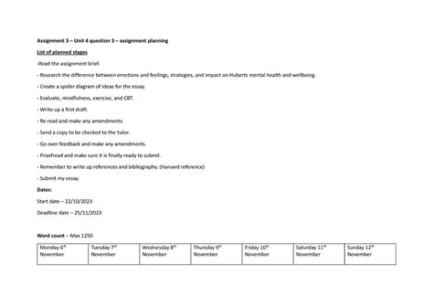 Assignment 3 Timetable Plan For Uni4 Question 3 Assignment 3 Unit 4 Question 3