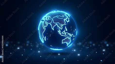 Digital Earth Globe With Glowing Outlines Of Continents Abstract Technology Background Best