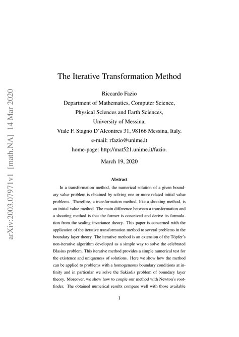 Pdf The Iterative Transformation Method
