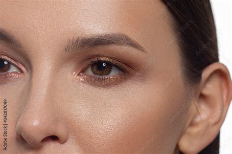 Macro Shot Of Beautiful Kari Woman Eye With Extremely Long Eyelashes Sexy And Sensual Gaze Into