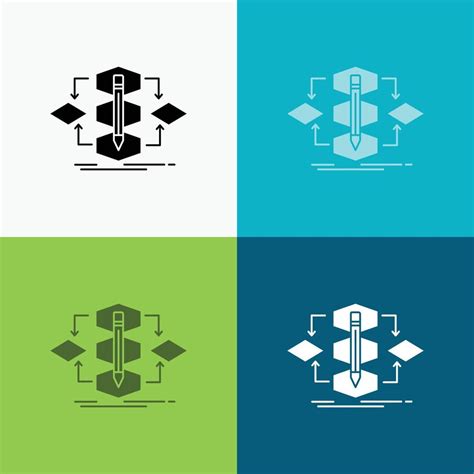 Algorithm Design Method Model Process Icon Over Various Background Glyph Style Design