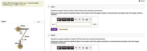 Solved Review Member Ab Has The Angular Velocity Ï‰ 3 Rads And