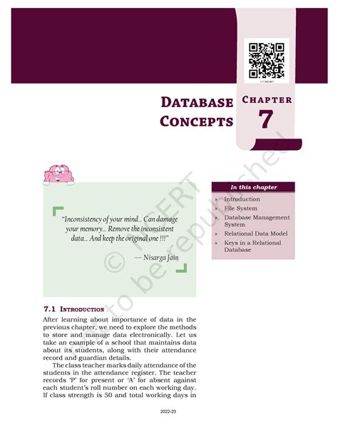 Ncert Database 7 Introduction After Learning About Importance Of Data In The Previous Chapter