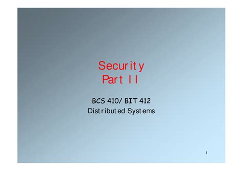 Chapter 8b Lecture Notes For Babes Taking Bsc IT Semester 4 1 Security Part II BCS 410