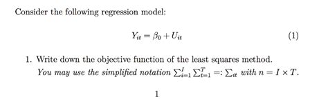 Solved Consider The Following Regression Model Yit Bo