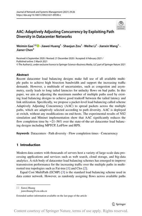 Aac Adaptively Adjusting Concurrency By Exploiting Path Diversity In Datacenter Networks