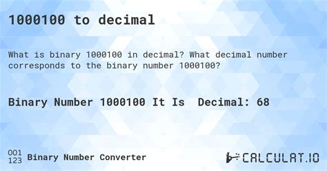 1000100 To Decimal Calculatio