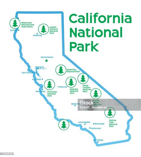 California National Park Map Stock Illustration Download Image Now