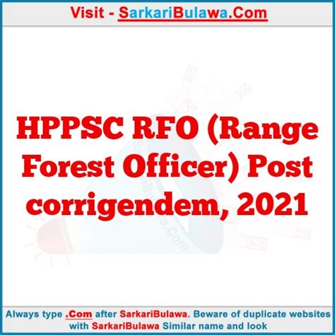 HPPSC RFO Range Forest Officer Post Corrigendem SarkariBulawa Com All Jobs Other