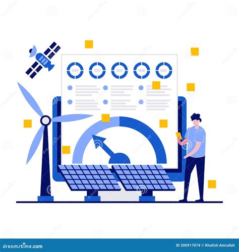 Energy Analysis Concept With Character People Analyzing Power Data