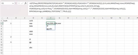 Ms Excel Concat Vertical Cells Within Irregular Range Stack Overflow