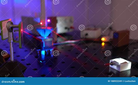 Laser In A Quantum Optics Lab Semiconductor Laser On Optical Table In