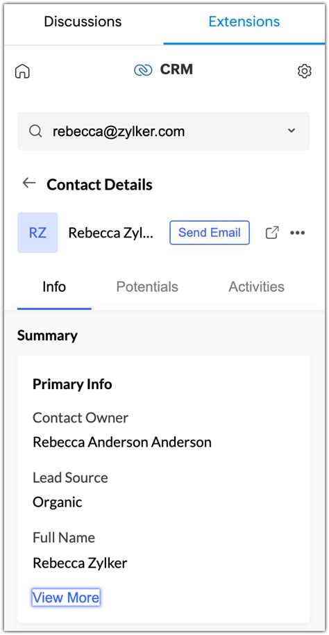 Zoho CRM Extension Zoho TeamInbox