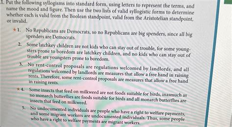 Solved Ii ﻿put The Following Syllogisms Into Standard Form