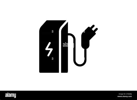 Electric Charger Station Black Icon Electrical Transportation Energy Charging Symbol Eco