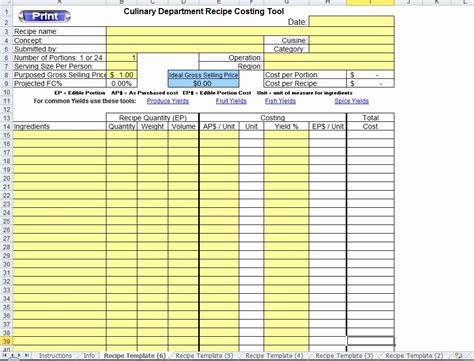 Excel Recipe Template