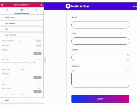how to edit contact form 7 using master addons for elementor