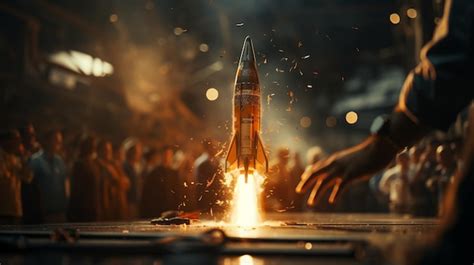 Premium Photo Human With A Rocket Business Startup