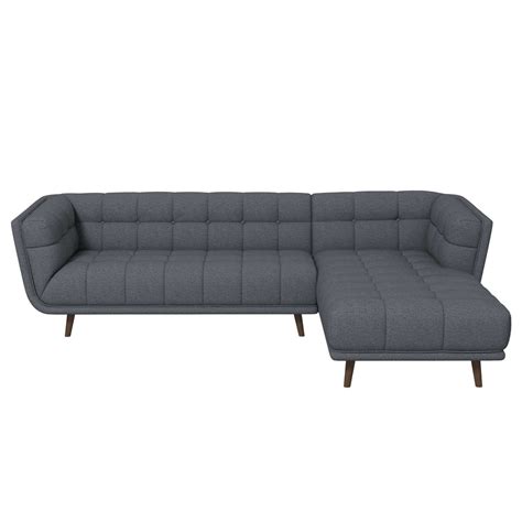 Hancock Dark Grey L Shape Fabric Sectional Sofa