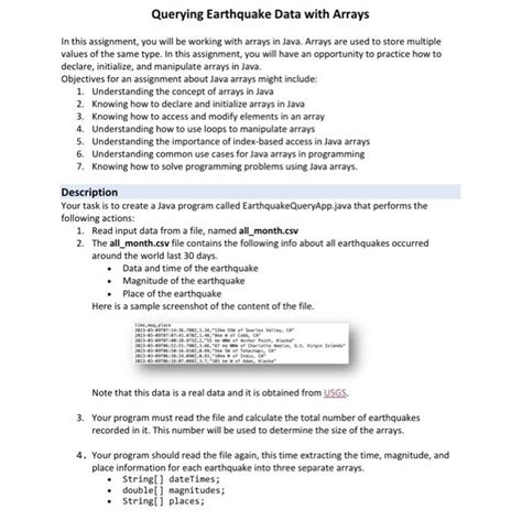 Solved Querying Earthquake Data With Arrays In This