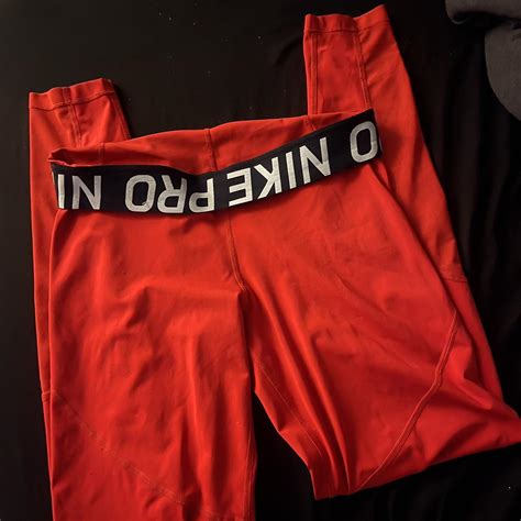 Red Nike Pro Leggings Depop