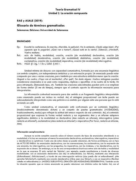 Rae Y Asale 2019 Enunciado Oracion Oracion Compuesta Oracion Simple Descargar Gratis Pdf