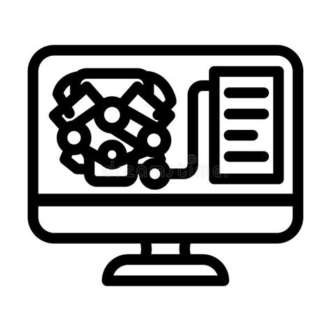 Engine Digital Analysis And Check Icon Doodle Illustration Stock Vector