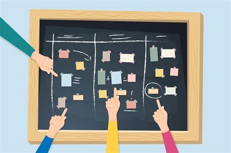 Premium Vector Vector Notice Board And Business Planning Scrum Agile Board With Flat Stickers
