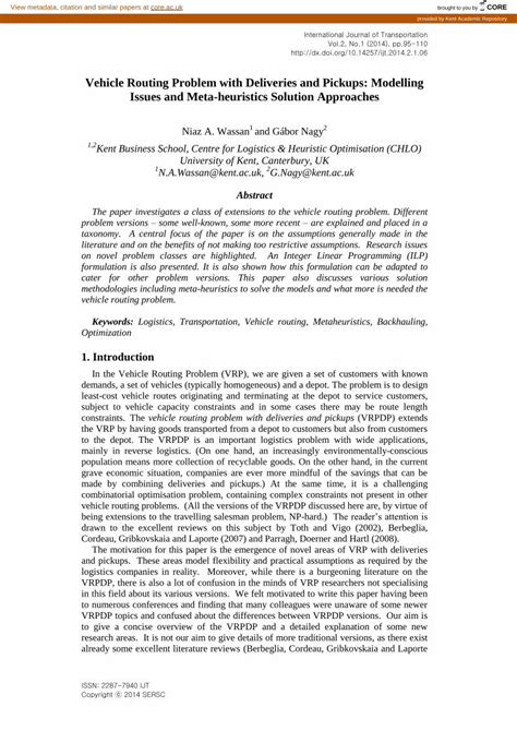 Pdf Vehicle Routing Problem With Deliveries And Pickups Dokumentips