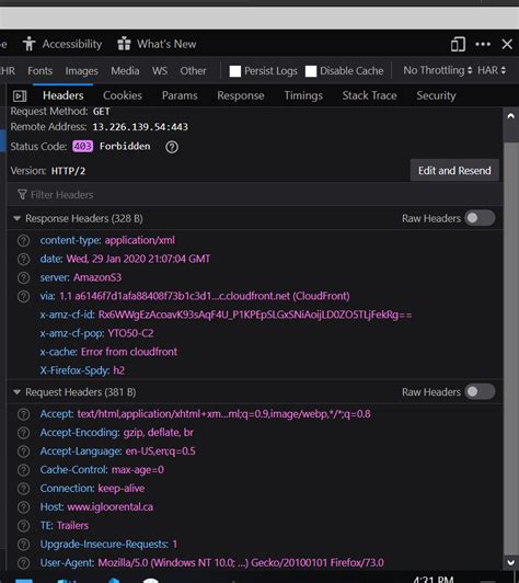 Nodejs 403 Access Error Returned From Browser Possibly Caused By Aws