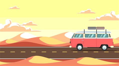 Desert Road Trip Vector 207535 Vector Art At Vecteezy