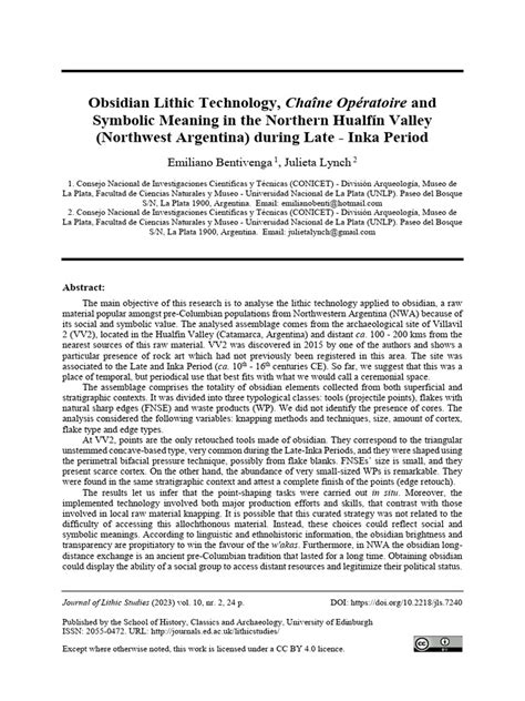 Journal Of Lithic Studies 1 Pdf Stone Age Tools