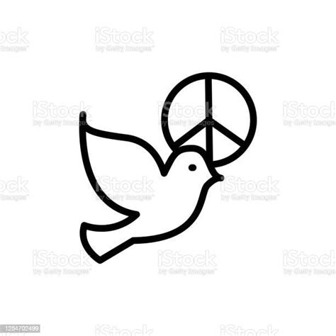 새 비둘기 평화 아이콘 간단한 라인 Ui 와 Ux 웹 사이트 또는 모바일 응용 프로그램에 대한 꽃 어린이 아이콘의 윤곽 벡터 요소 개념에 대한 스톡 벡터 아트 및 기타