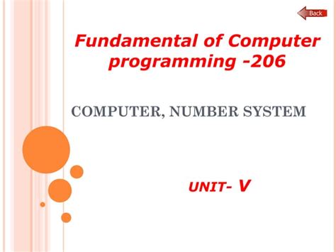 Unit V Computer Number System Ppt