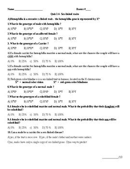 Sex Linked Traits Quiz By NexGen Science TPT