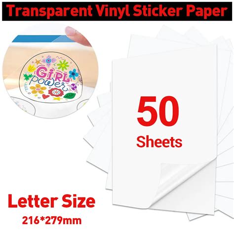 인쇄용 투명 스티커 비닐 라벨 용지 편지 크기 투명 인쇄용 비닐 스티커 용지 잉크젯 레이저 프린터 Diy 50 장인쇄 용지 Aliexpress