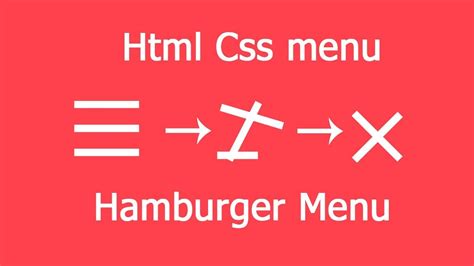 How To Create A Transforming Hamburger Menu Icon With Html And Css Youtube