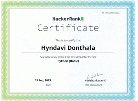At Hacker Rank To Develop The Coding Skills Due To Getting A Certification In Python Basic