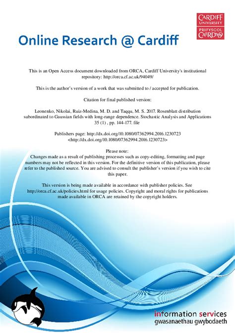 Pdf Rosenblatt Distribution And Gaussian Fields