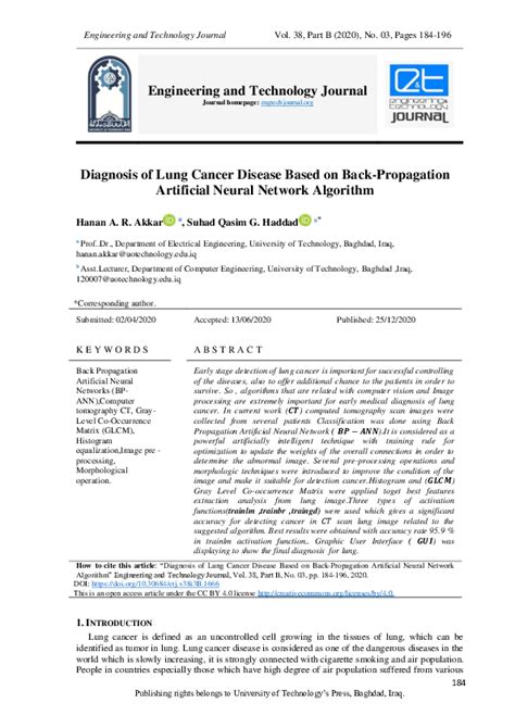 Pdf Diagnosis Of Lung Cancer Disease Based On Back Propagation
