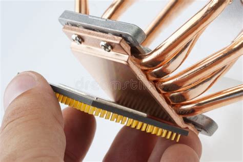 Engineer Installing Computer Processor Stock Photo Image Of Electrical Occupation