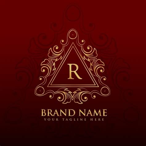 편지 R 황금 장식 로고 무료 벡터