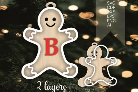 Christmas Gingerbread Man 2d Layered Ornaments 4386330