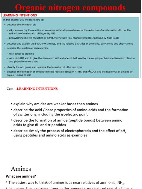 Organic Nitrogen Compounds Autosaved Pdf Amine Amide